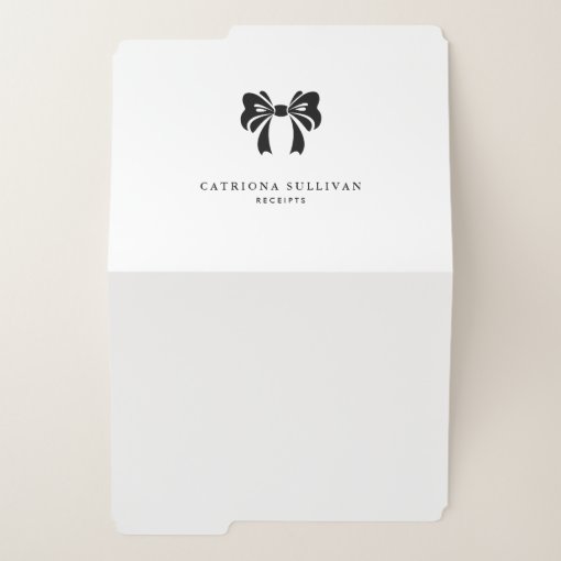 Black and White Pretty Bow Personalized File Folder | Zazzle