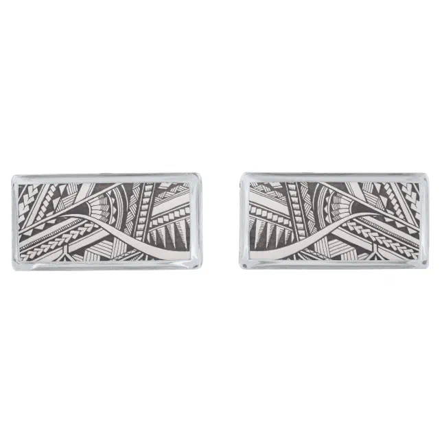 Black and White Professional Tribal Tattoo Pattern Cufflinks | Zazzle