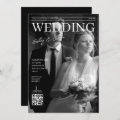 Black and white QR code magazine cover wedding Invitation | Zazzle