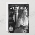 Black and white QR code magazine cover wedding Invitation | Zazzle