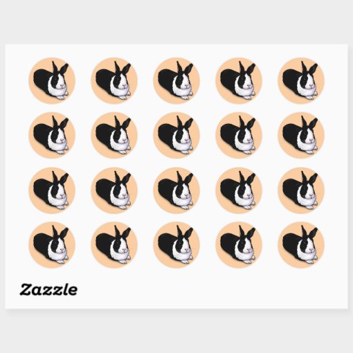 Black and White Rabbit Classic Round Sticker | Zazzle