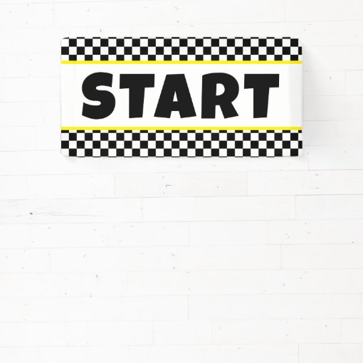 Black and white Racing START Line Banner | Zazzle
