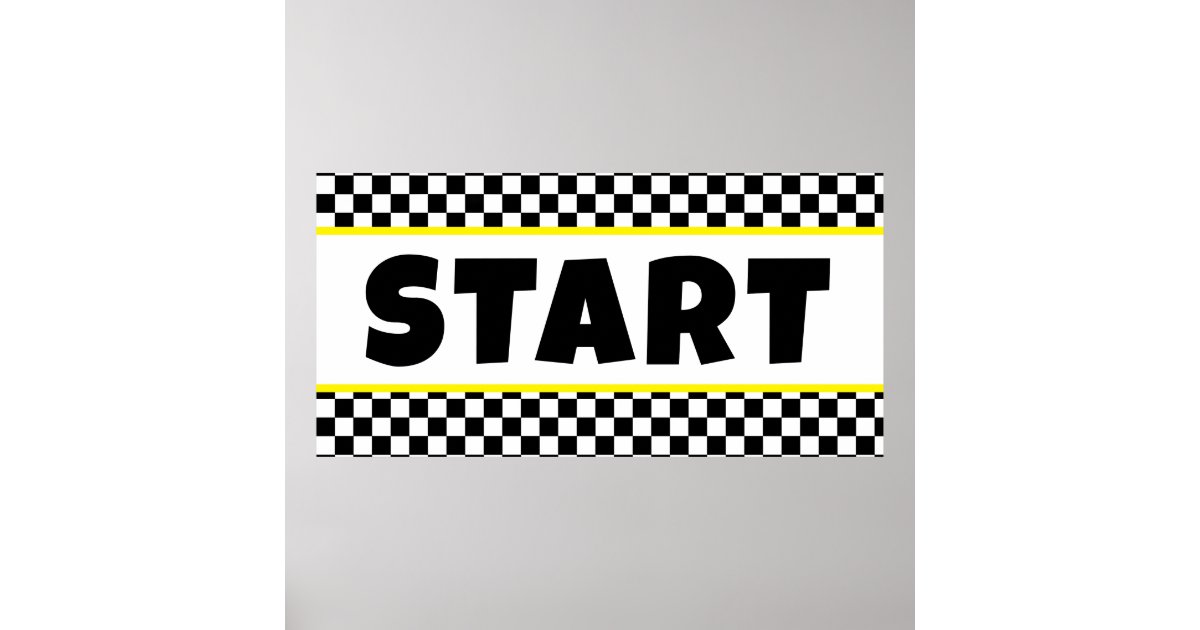 Black and white Racing START Line Banner Poster | Zazzle
