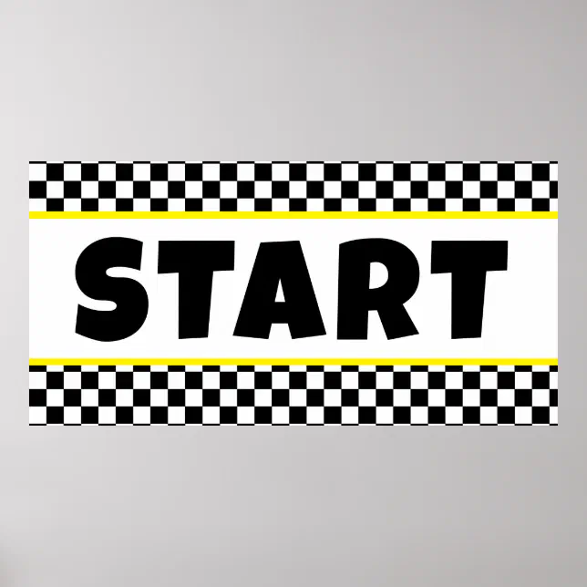 Black and white Racing START Line Banner Poster | Zazzle