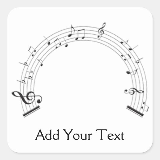 Black and White Rainbow Shaped Music Staff Square Sticker | Zazzle.com