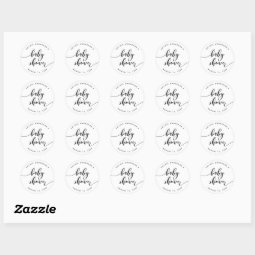 Black and White Relax Script Baby Shower Classic Round Sticker | Zazzle