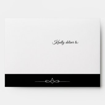 Black and white return address elegant monogrammed envelope | Zazzle