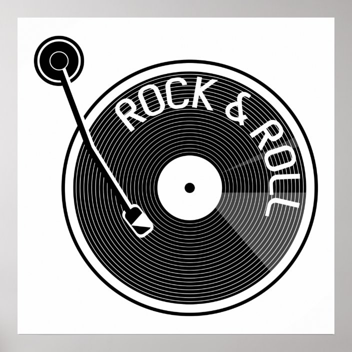 Black and White Rock And Roll Vinyl Record Poster | Zazzle.com