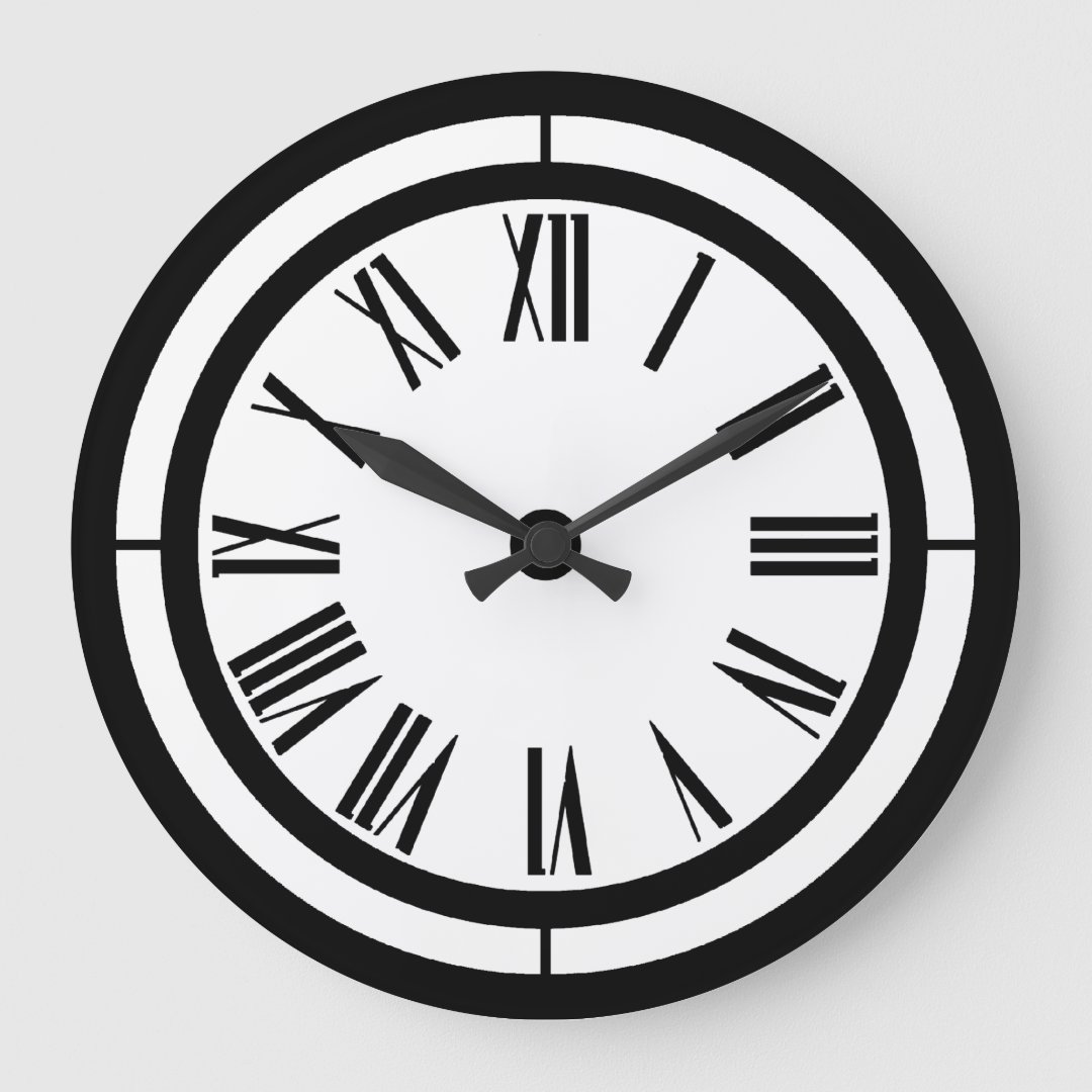 Black and White Roman Numerals Wall Clock | Zazzle