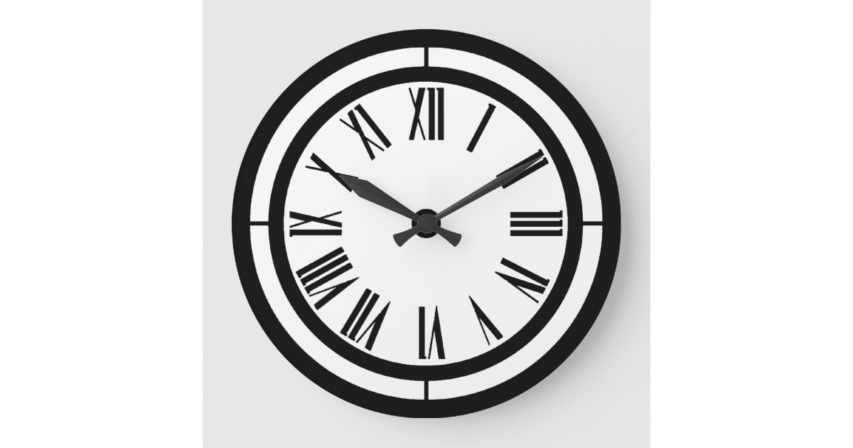 Black and White Roman Numerals Wall Clock | Zazzle