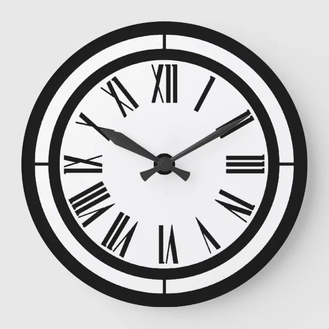 Black and White Roman Numerals Wall Clock | Zazzle