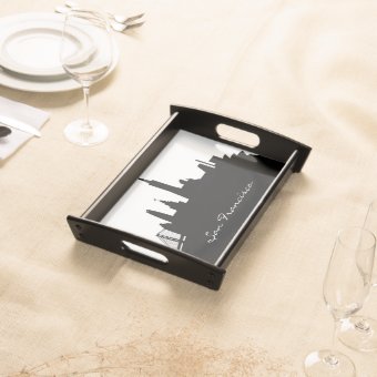 Black and White San Francisco Skyline Serving Tray | Zazzle