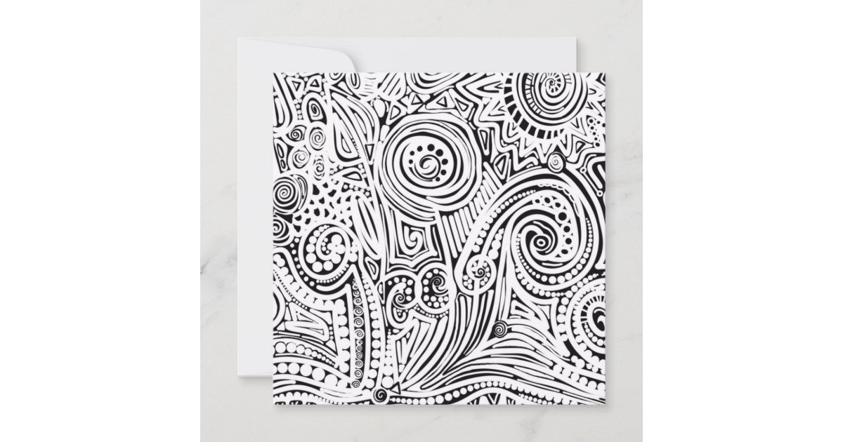 Black And White Scratch And Dot Art Card | Zazzle
