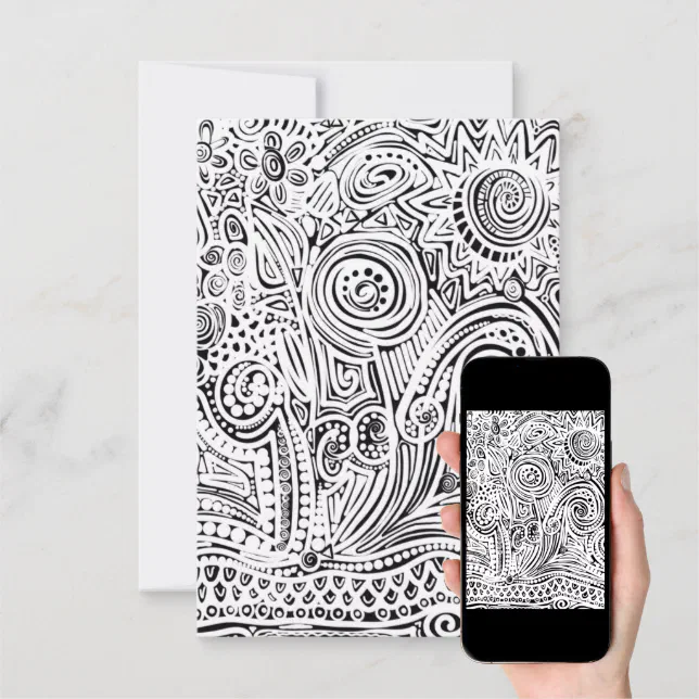 Black And White Scratch Art Card | Zazzle