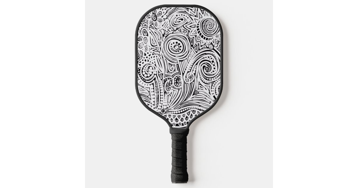 Black And White Scratch Art Pickleball Paddle | Zazzle