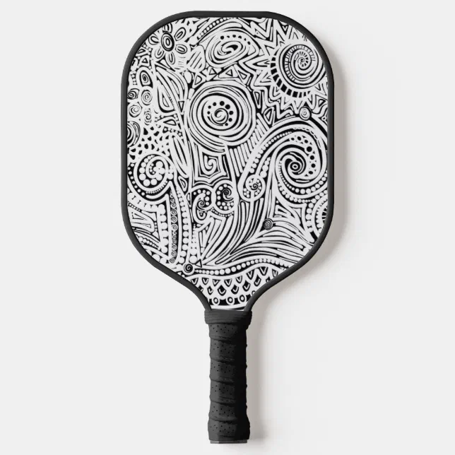 Black And White Scratch Art Pickleball Paddle | Zazzle