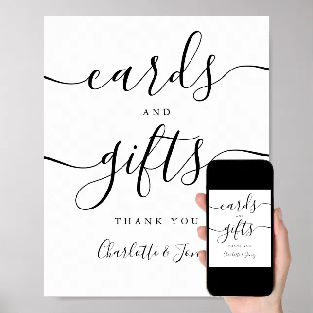 Black And White Script Cards And Gifts Sign | Zazzle