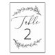 Black and white script rustic floral wedding table number | Zazzle