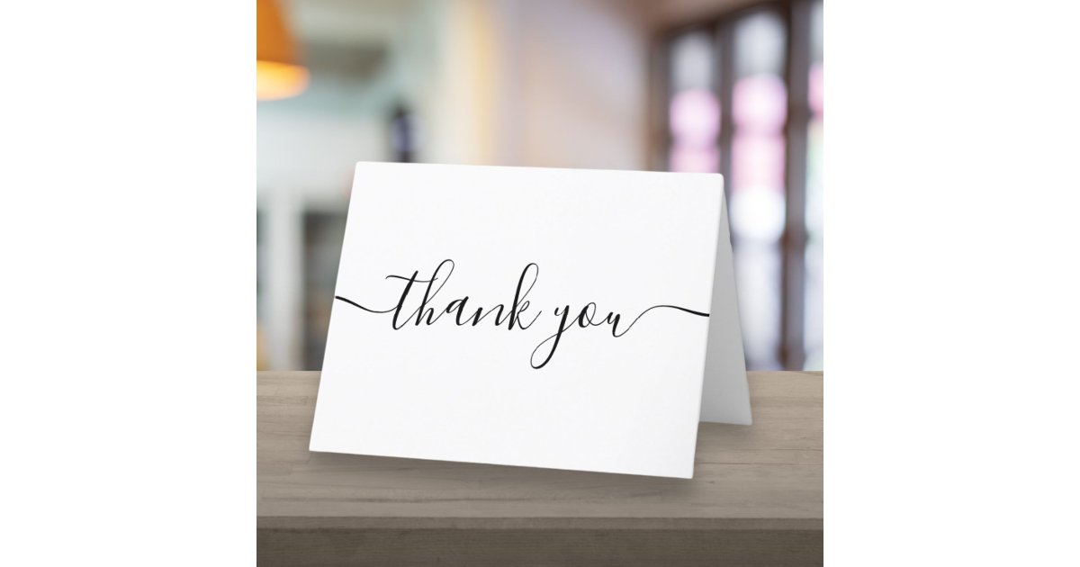Black And White Script Simple Modern Elegant Thank You Card | Zazzle