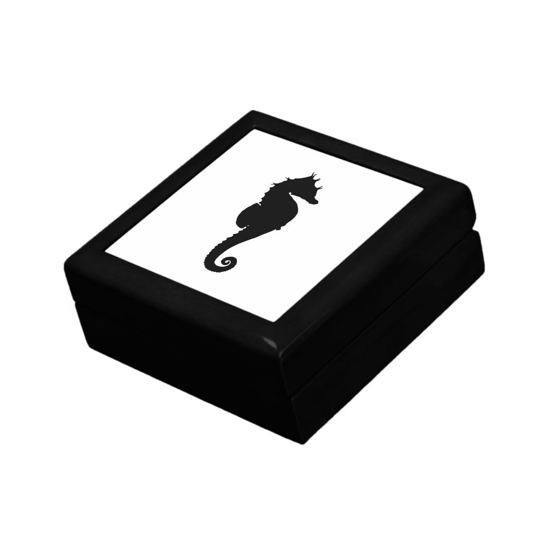 Black and White Seahorse Jewelry Box | Zazzle