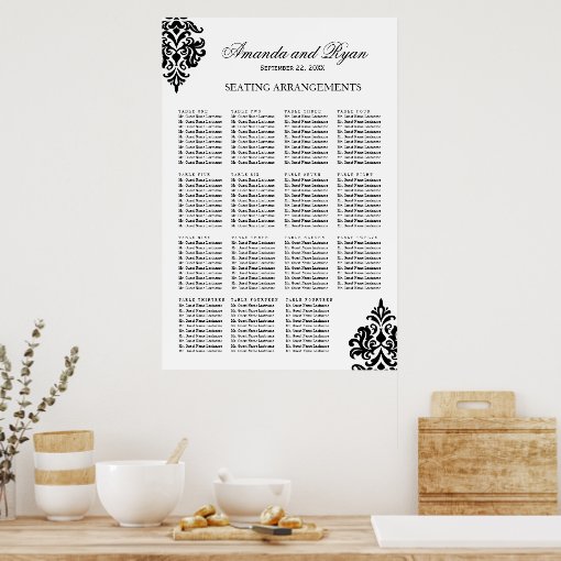Black and White Seating Arrangement Poster | Zazzle