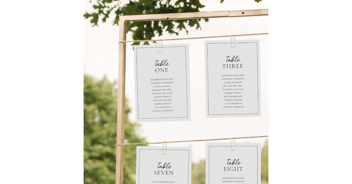 Black and White Seating Chart Card Modern Border | Zazzle