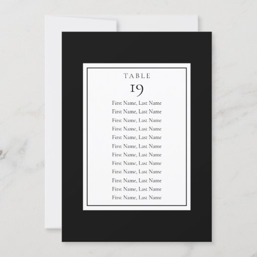 Black And White Seating Chart Table Number | Zazzle