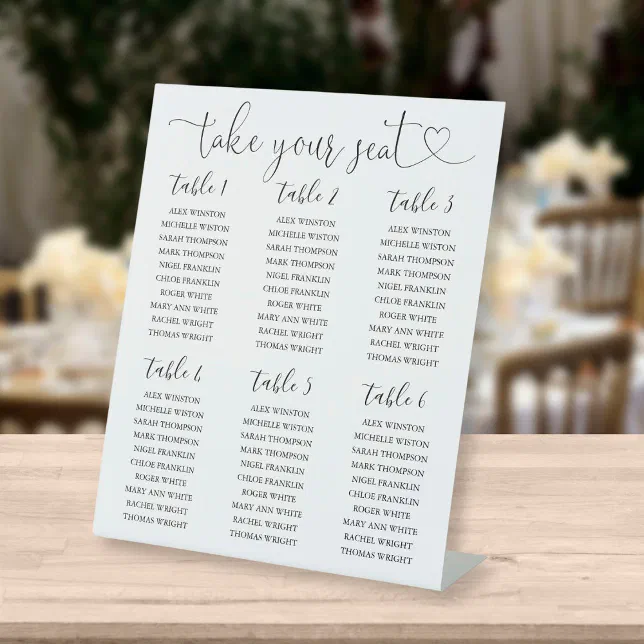Black And White Seating Chart Table Number Pedestal Sign | Zazzle