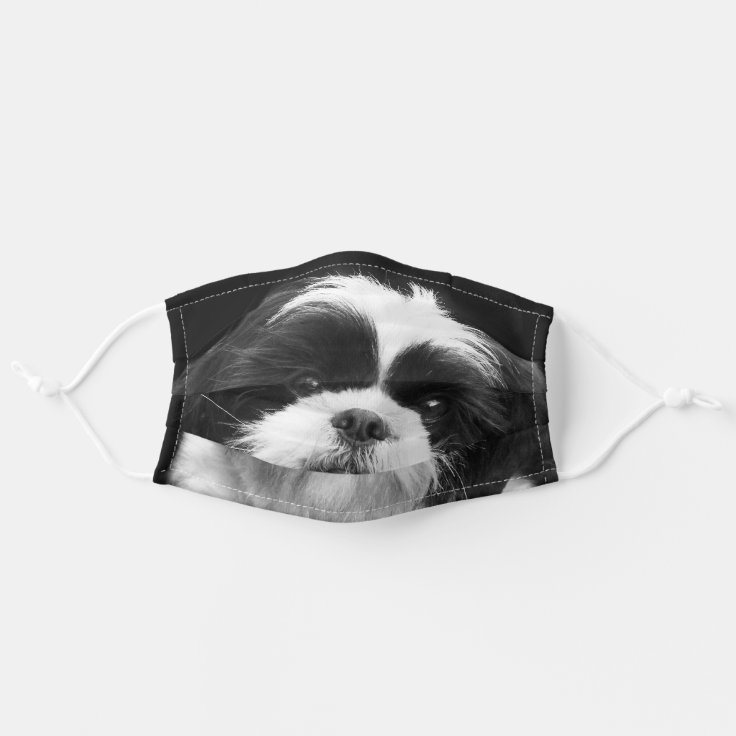 Black and white Shih Tzu dog face mask cover | Zazzle