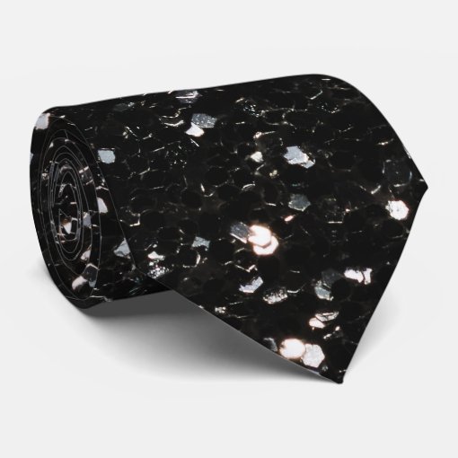 Black and white shiny glitter sparkles neck tie | Zazzle