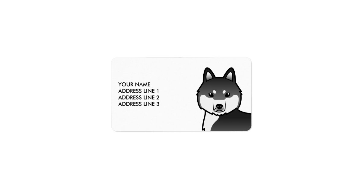 Black And White Siberian Husky Dog & Custom Text Label | Zazzle