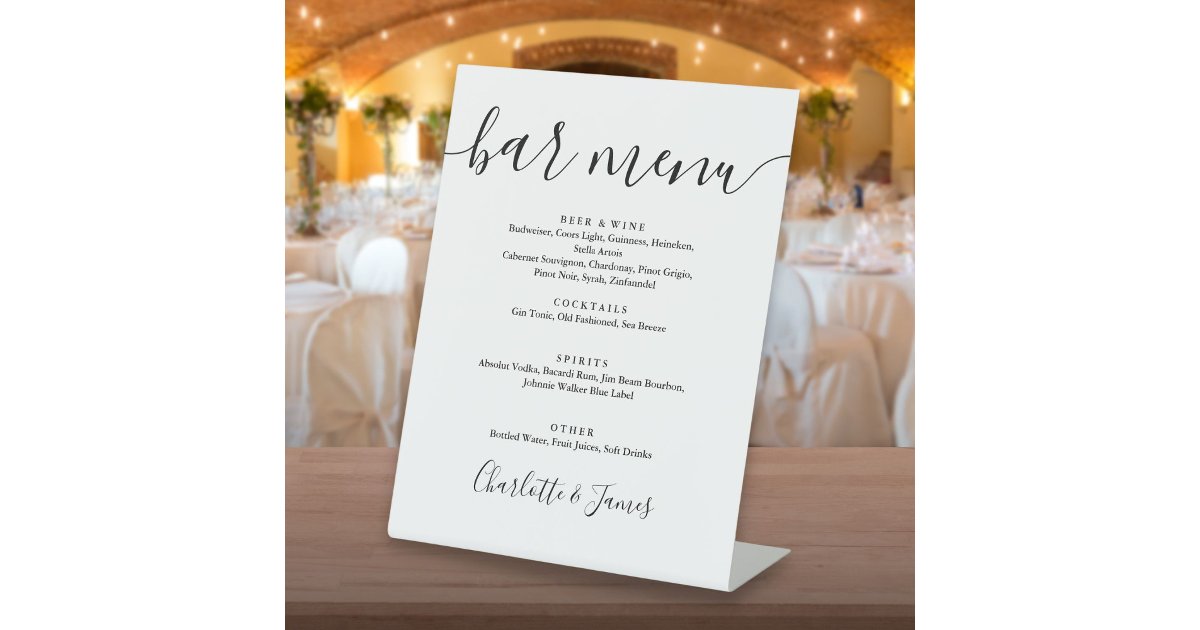 Black And White Signature Script Bar Menu Pedestal Sign | Zazzle