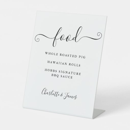 Black And White Signature Script Food Menu Pedestal Sign | Zazzle