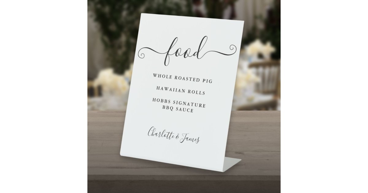 Black And White Signature Script Food Menu Pedestal Sign | Zazzle