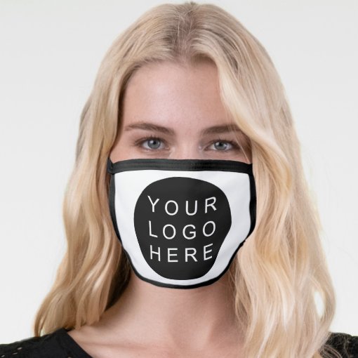Black and White Simple Business Logo Face Mask | Zazzle