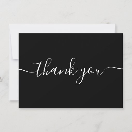 Black And White Simple Modern Elegant Script Thank You Card | Zazzle