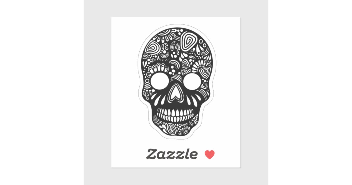 Black and White Skull Sticker | Zazzle