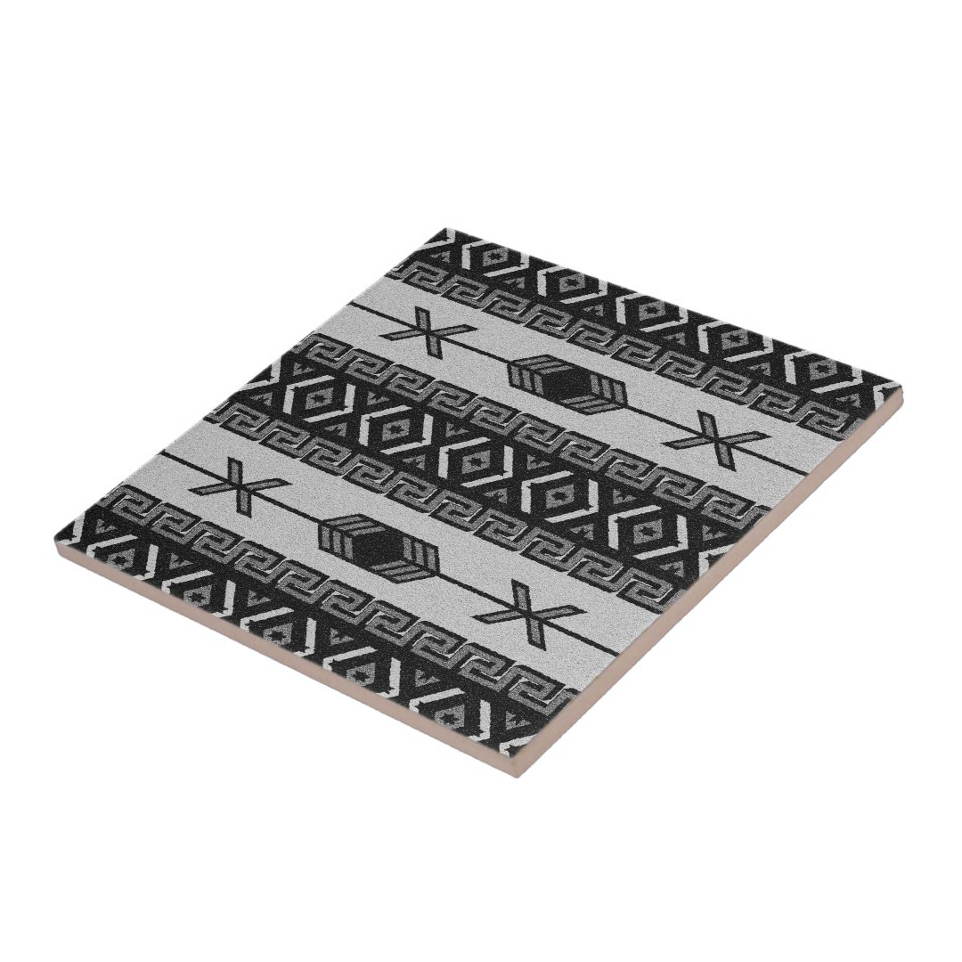 Black And White Southwest Aztec Tribal Pattern Tile | Zazzle