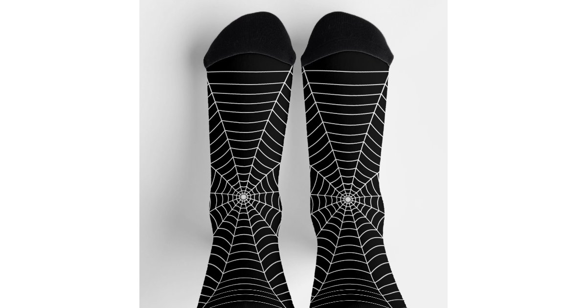 Black and white spider web Halloween pattern Socks | Zazzle