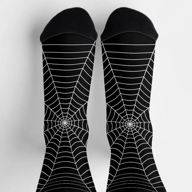 Black and white spider web Halloween pattern Socks | Zazzle
