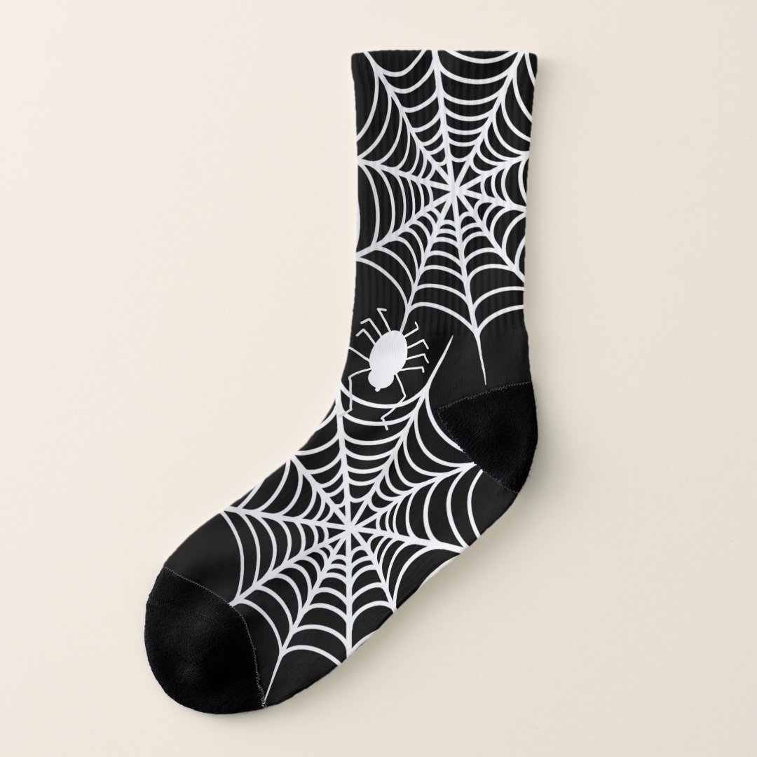 Black and White Spiders and Cobwebs Socks | Zazzle