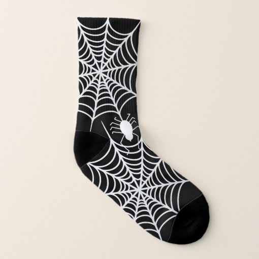 Black and White Spiders and Cobwebs Socks | Zazzle