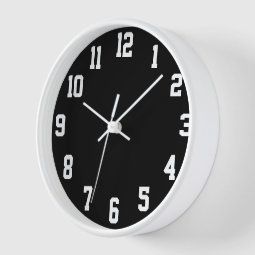 Black and White Sports Numbers Clock | Zazzle