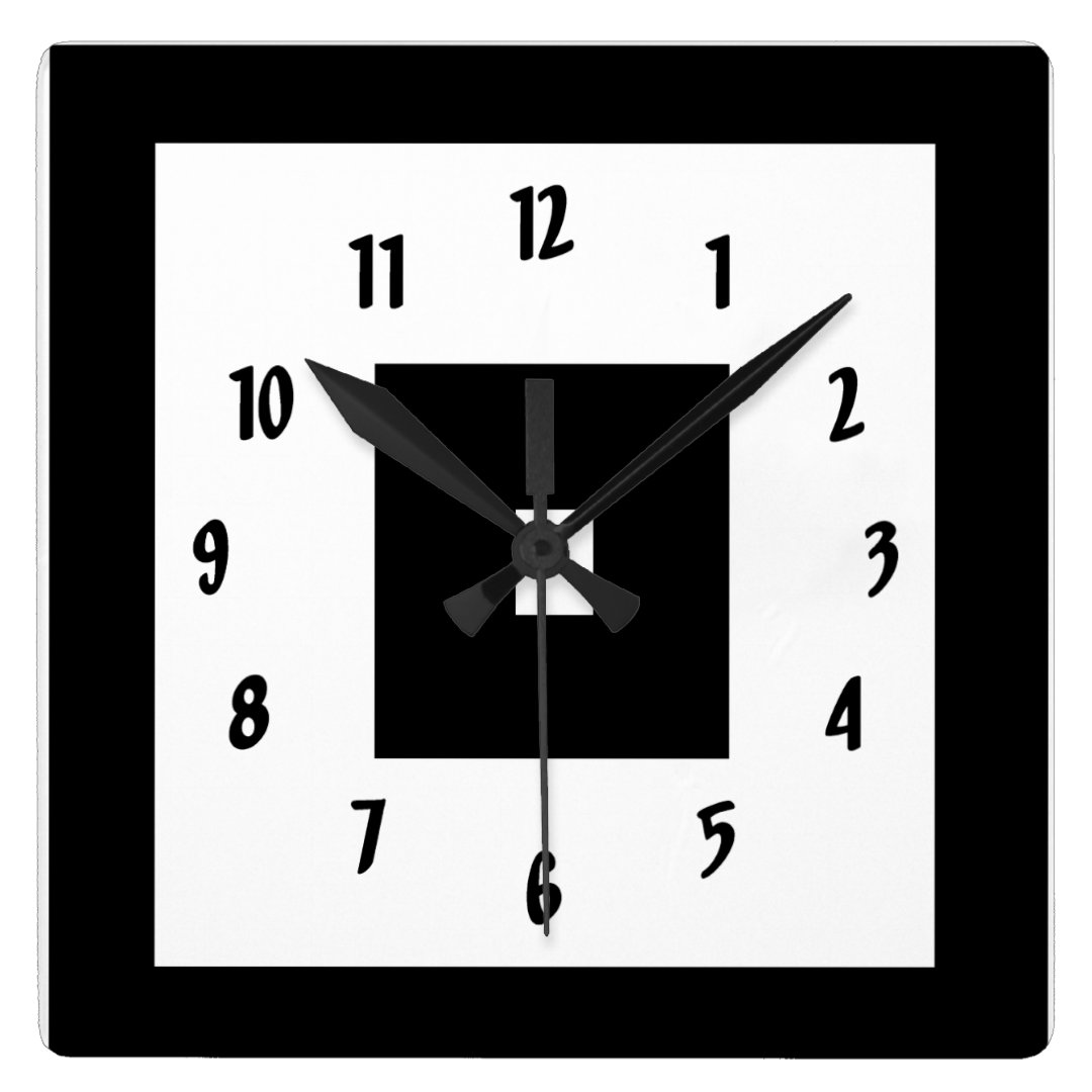 Black and White Squares Square Wall Clock | Zazzle