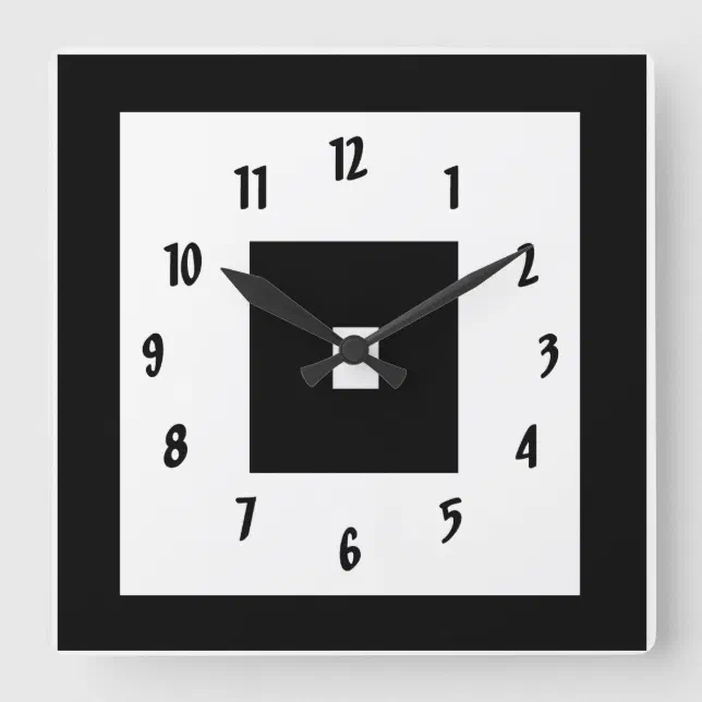 Black and White Squares Square Wall Clock | Zazzle