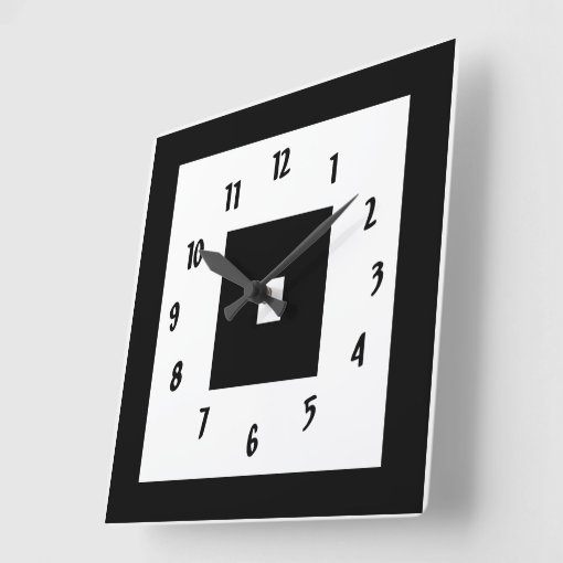 Black and White Squares Square Wall Clock | Zazzle