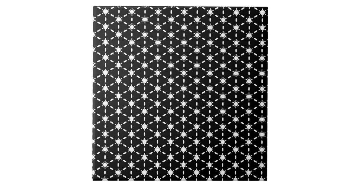 Black and White Star Pattern Ceramic Tile | Zazzle