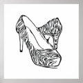 Black and White Stiletto Heels Vector Art Poster | Zazzle