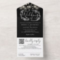 Black And White String Lights QR Code Wedding All In One Invitation ...