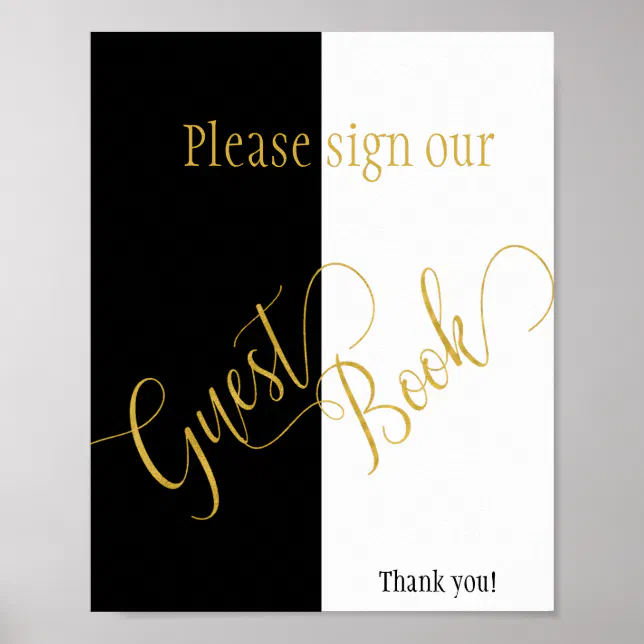 Black and white stripe gold script wedding sign | Zazzle